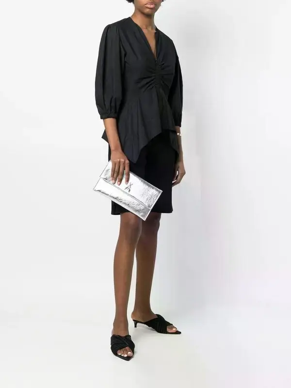 Patrizia Pepe Metallic-effect Leather Clutch