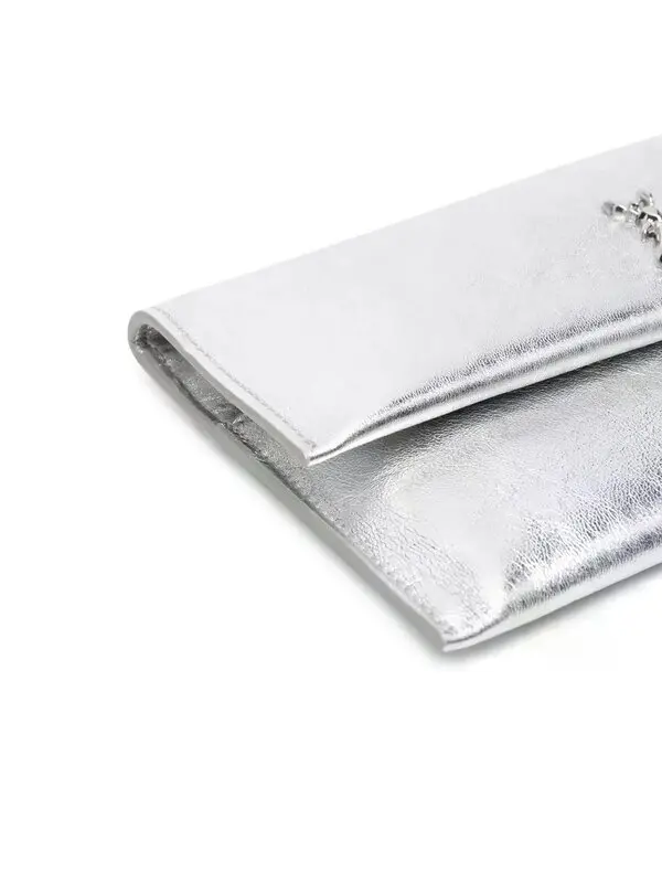 Patrizia Pepe Metallic-effect Leather Clutch