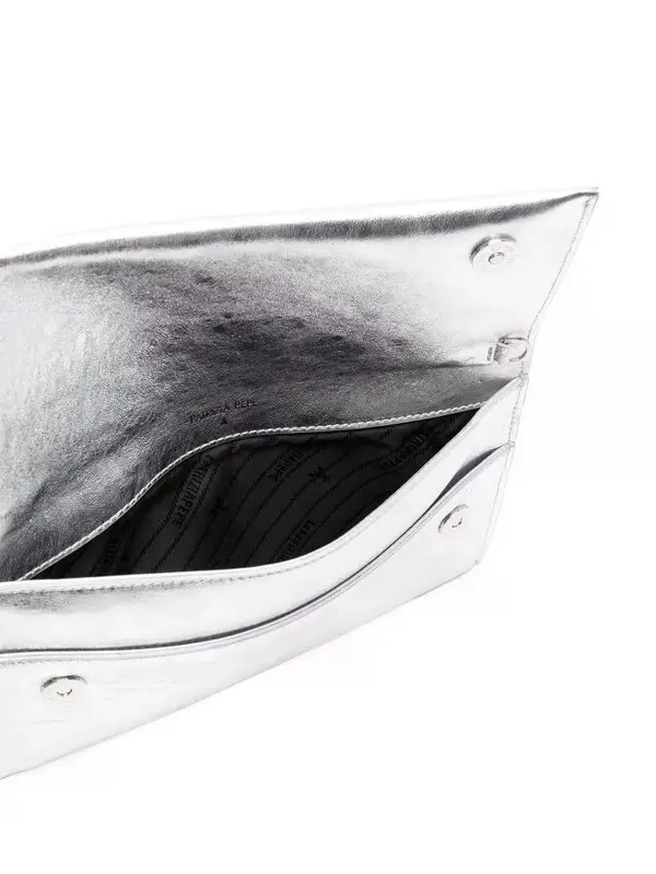 Patrizia Pepe Metallic-effect Leather Clutch