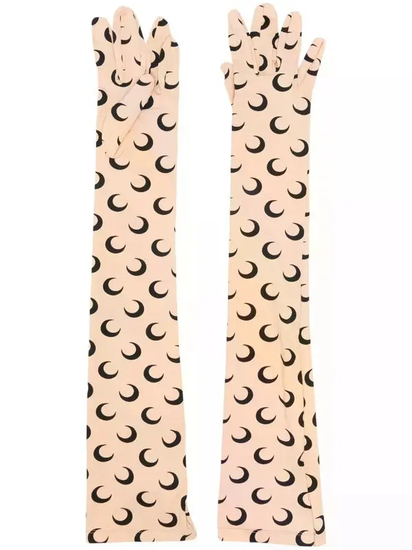 MARINE SERRE Crescent Moon Print Gloves - Neutrals