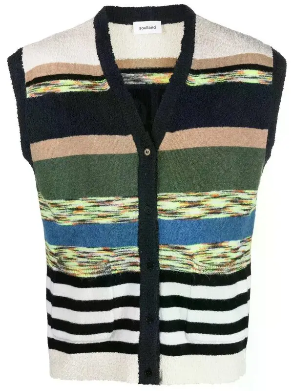 SOULLAND Slogan-print Knitted Vest - Blue