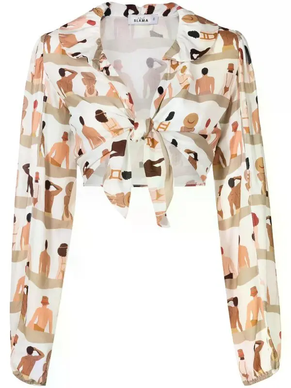 AMIR SLAMA Graphic-print Cropped Blouse