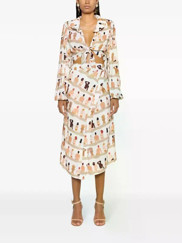 AMIR SLAMA Graphic-print Cropped Blouse