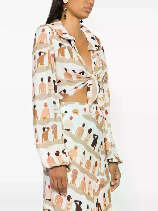 AMIR SLAMA Graphic-print Cropped Blouse