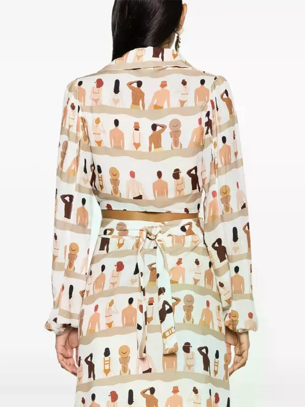 AMIR SLAMA Graphic-print Cropped Blouse