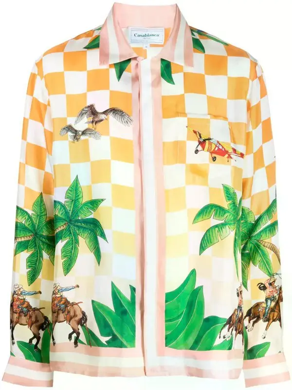 Casablanca Tennis Club Silk Shirt - Orange