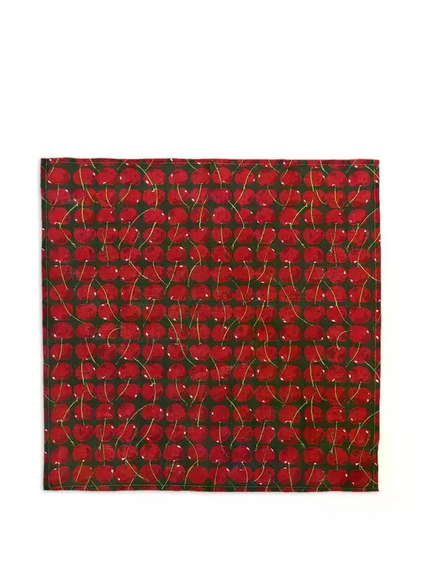 La DoubleJ Cherries Verde Set Of Two Napkins - Green