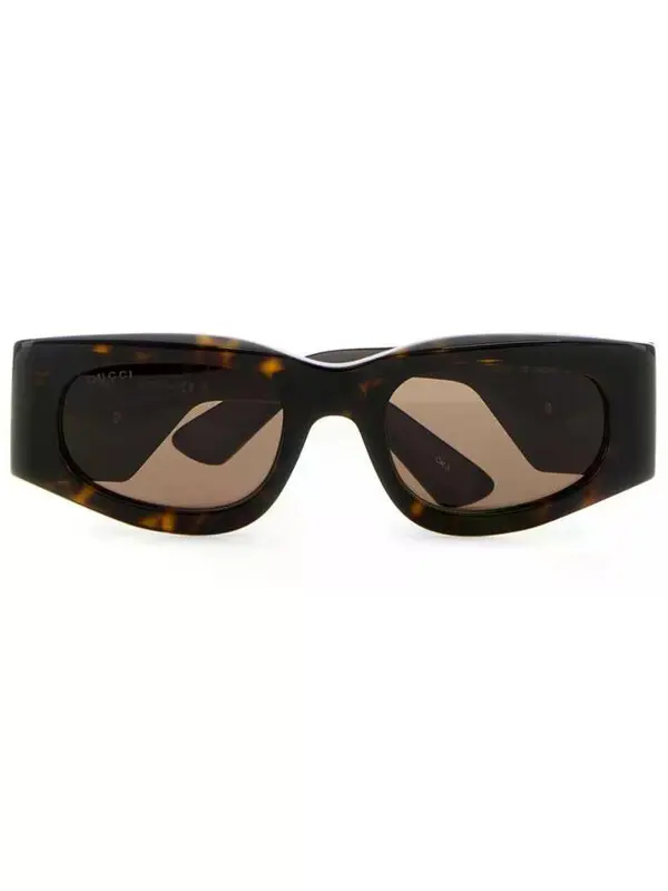 Gucci Tortoiseshell-effect Rectangular Sunglasses