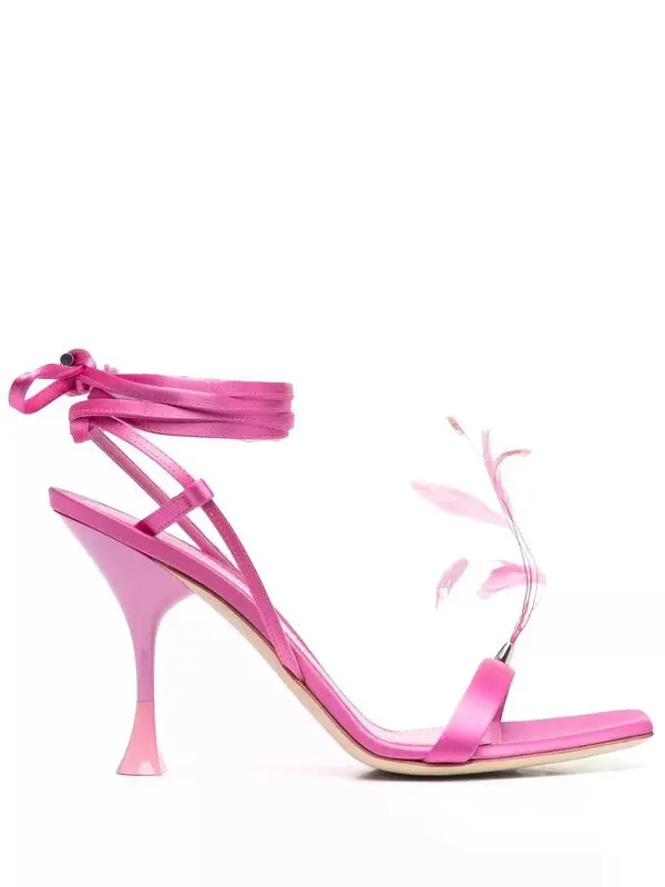 3JUIN Kimi 105mm Feather-detail Sandals