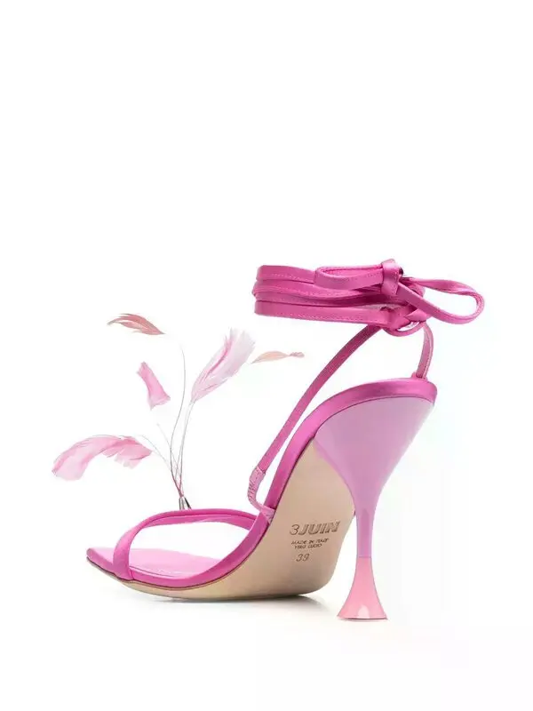 3JUIN Kimi 105mm Feather-detail Sandals