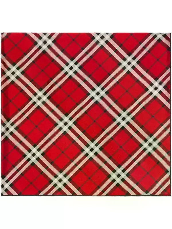 Burberry Checked Silk Scarf - Red
