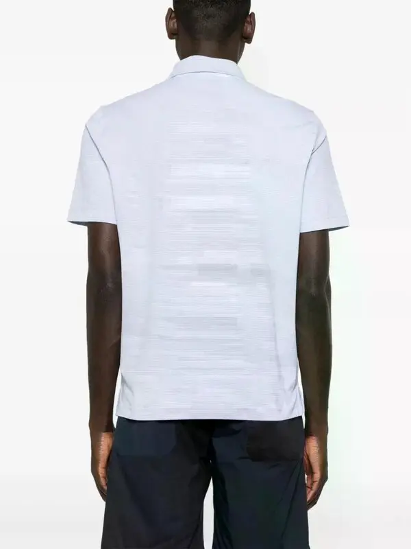 Fedeli Zero Striped Jersey Polo Shirt - Blue