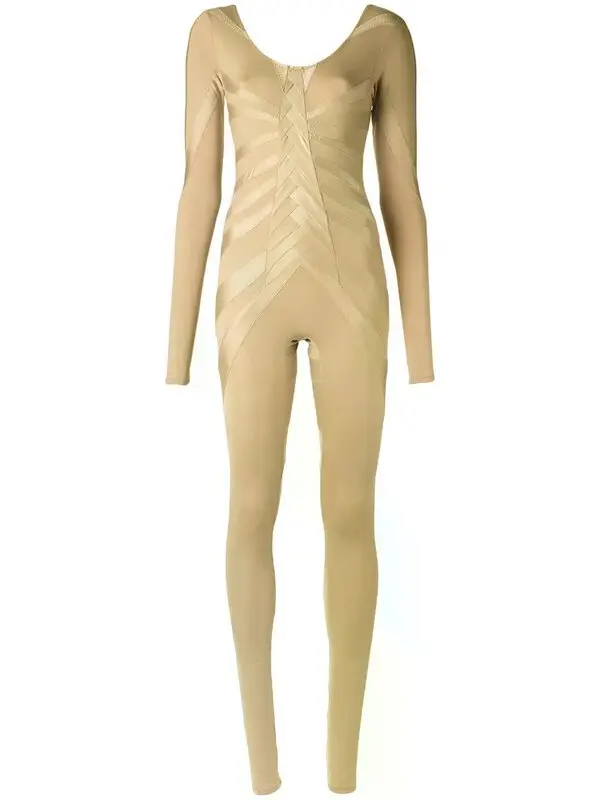 AMIR SLAMA Ribcage-pattern Stretch Jumpsuit - Neutrals