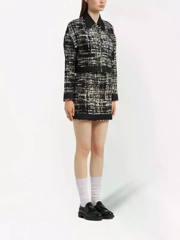 Prada Re-nylon Cropped Tweed Jacket