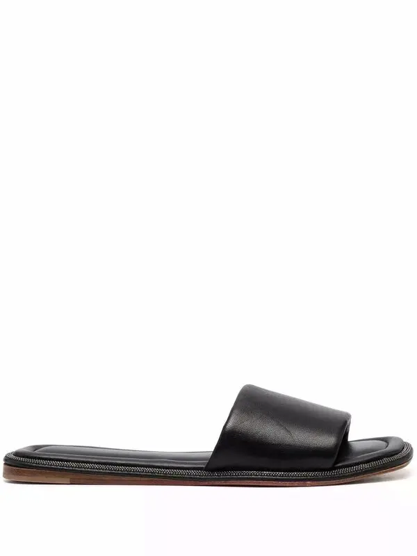 Brunello Cucinelli Monili-embellished Leather Slides