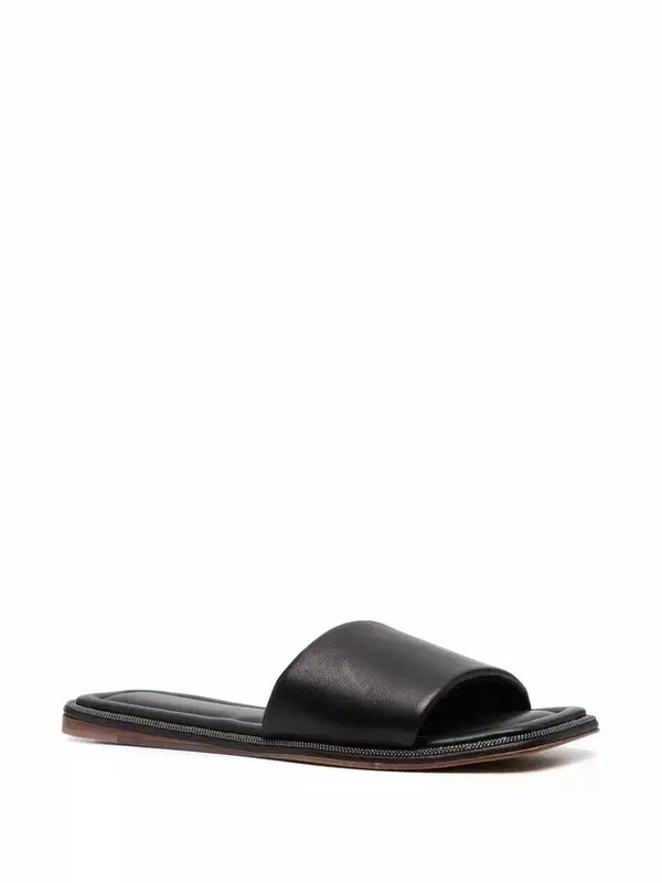 Brunello Cucinelli Monili-embellished Leather Slides