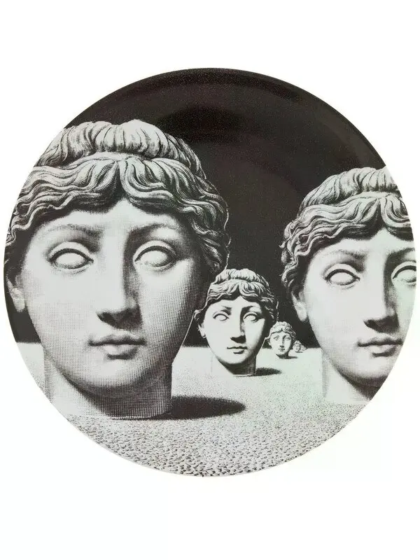 FORNASETTI Bust Print Plate - Black