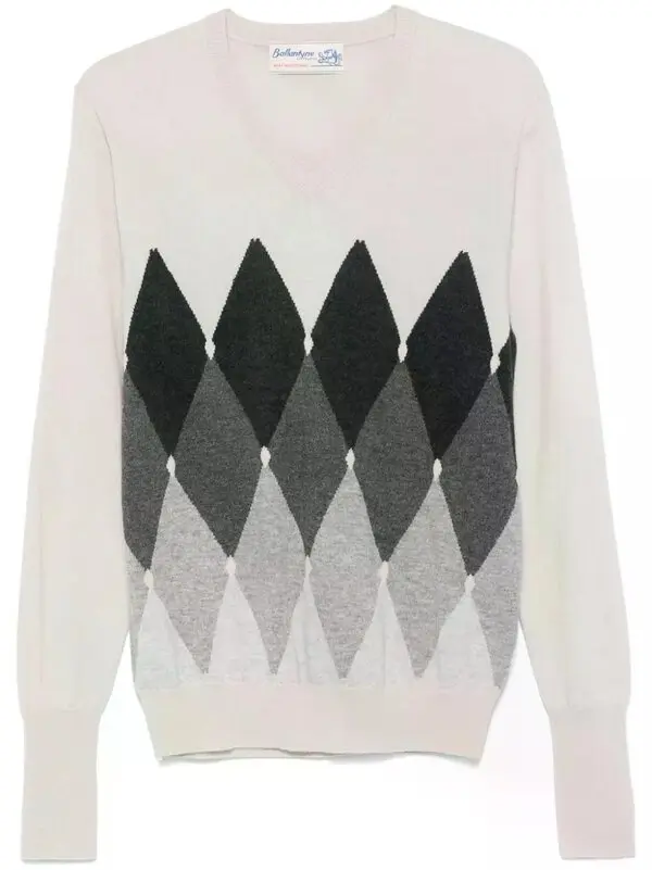 BALLANTYNE Diamond-pattern V-neck Sweater