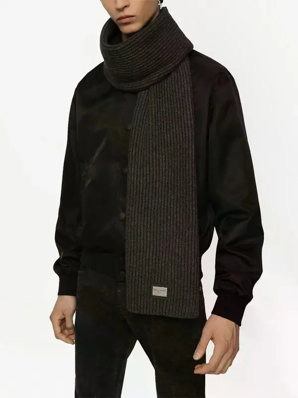 Dolce & Gabbana Logo-patch Wool Scarf - Grey