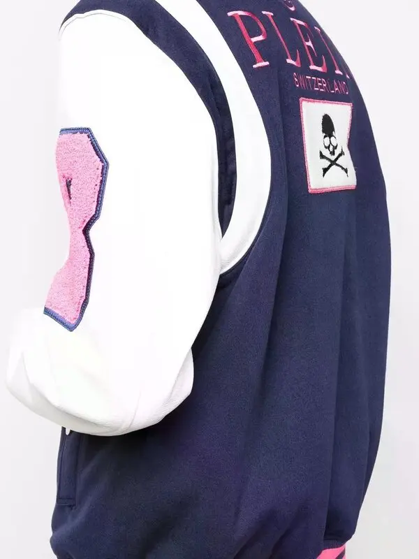 Philipp Plein Embroidered-logo Varsity Jacket - Blue