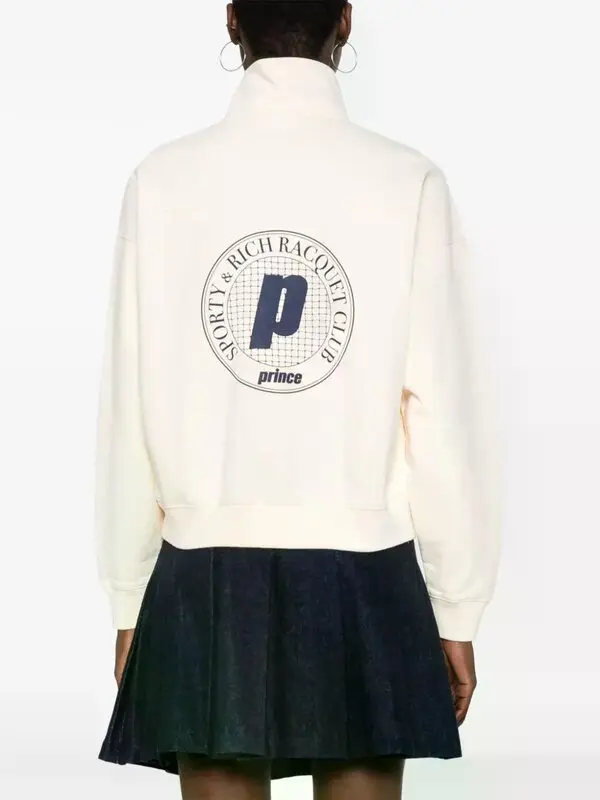 SPORTY & RICH Logo-print Half-zip Sweatshirt
