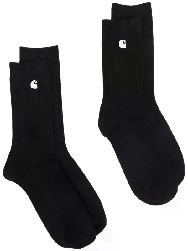 Carhartt Work In Progress Embroidered Logo Knitted Socks - Black