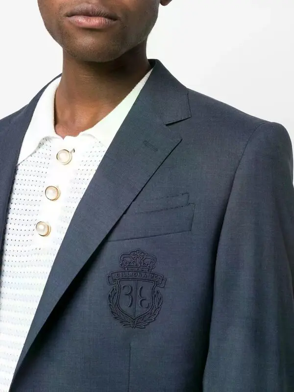 BILLIONAIRE Crest-motif Single-breasted Blazer - Blue