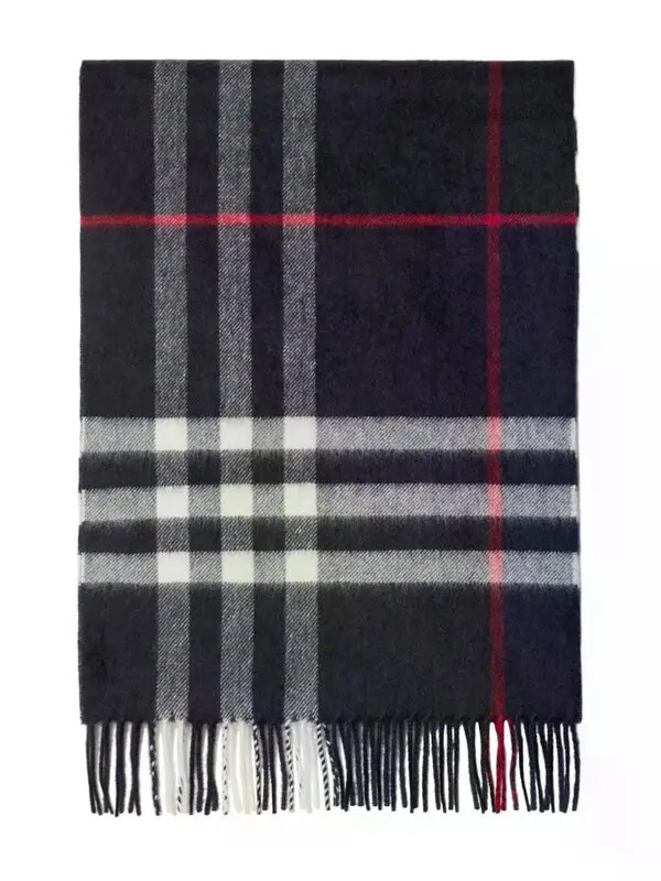 Burberry Check Fringed Cashmere Scarf