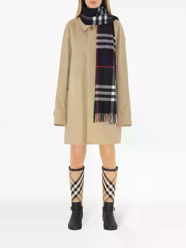 Burberry Check Fringed Cashmere Scarf