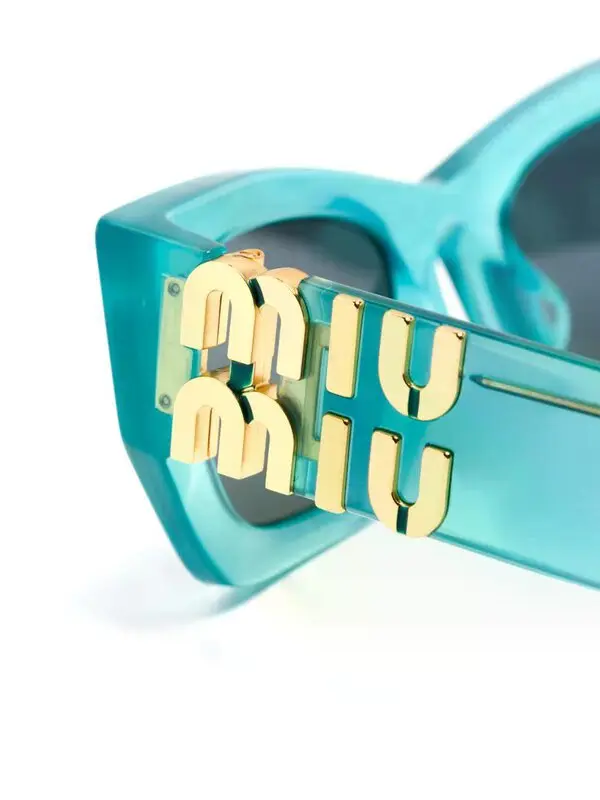 Miu Miu Logo-plaque Arm Sunglasses - Blue