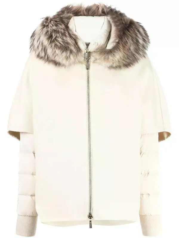 MOORER Layered Shearling-collar Puffer Jacket
