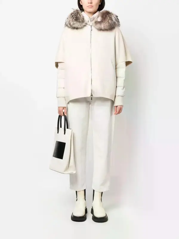 MOORER Layered Shearling-collar Puffer Jacket