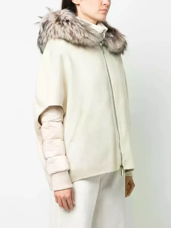MOORER Layered Shearling-collar Puffer Jacket
