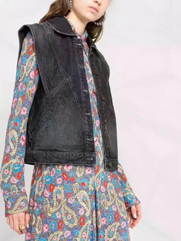 Ba&sh Paneled Denim Waistcoat