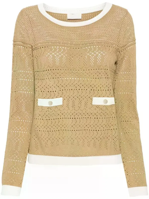 Liu Jo Pointelle-knit Sheer Top - Neutrals