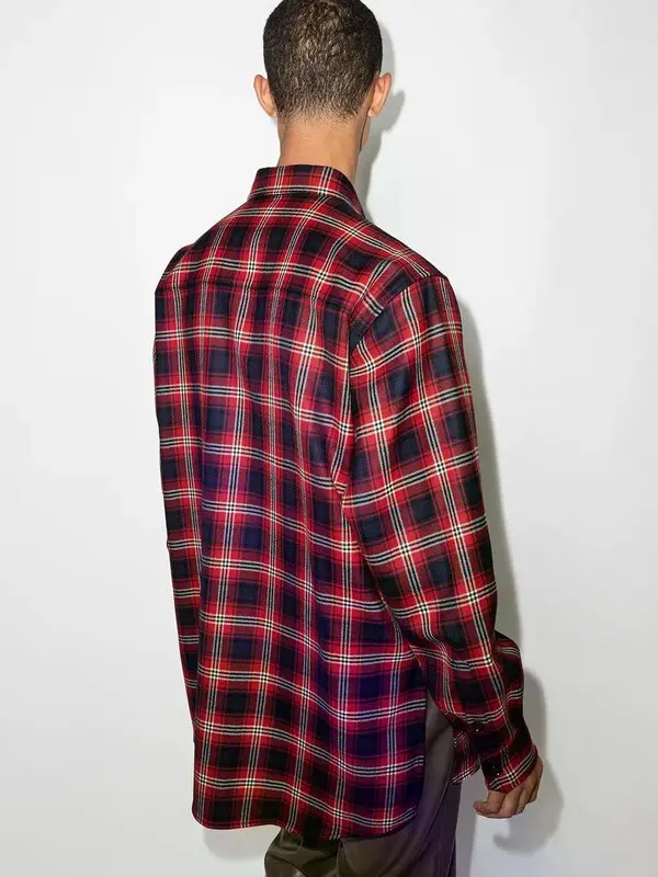 Dolce & Gabbana Logo Patch Plaid Shirt