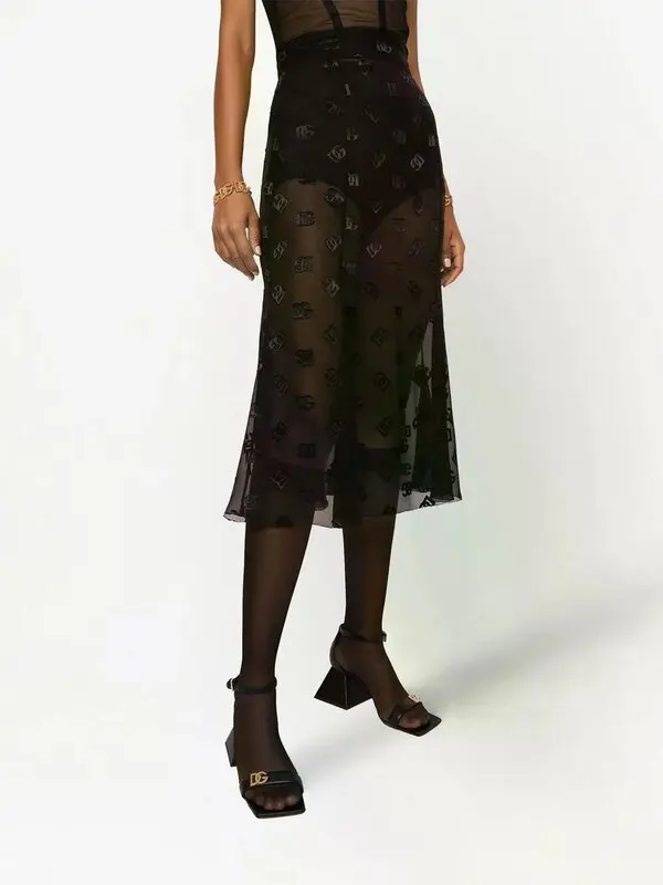 Dolce & Gabbana Dg-logo Satin Midi Skirt