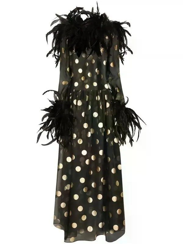 Dolce & Gabbana Feather-trim Polka-dot Dress