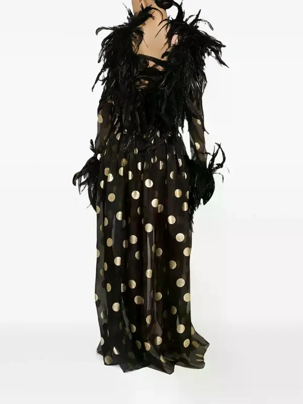 Dolce & Gabbana Feather-trim Polka-dot Dress