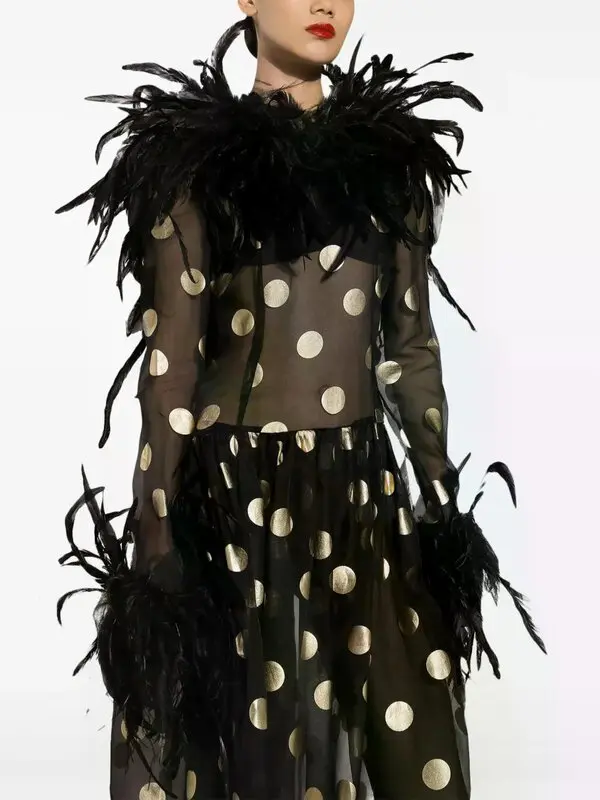 Dolce & Gabbana Feather-trim Polka-dot Dress