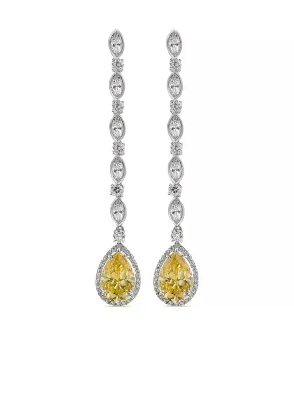 JUWELINA PARIS Aurélie Canary Yellow Gemstone Earrings - Silver