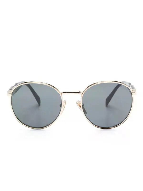 Prada Logo-engraved Round-frame Sunglasses - Black