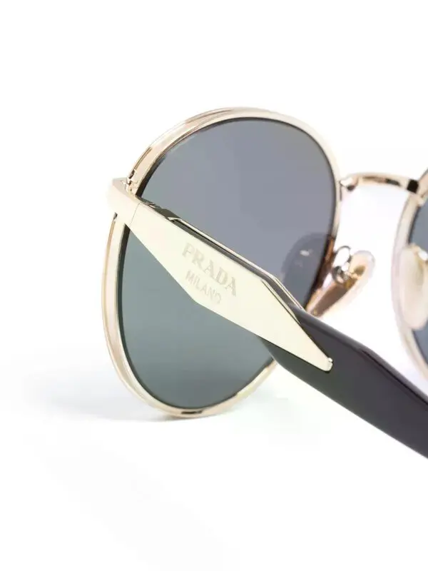 Prada Logo-engraved Round-frame Sunglasses