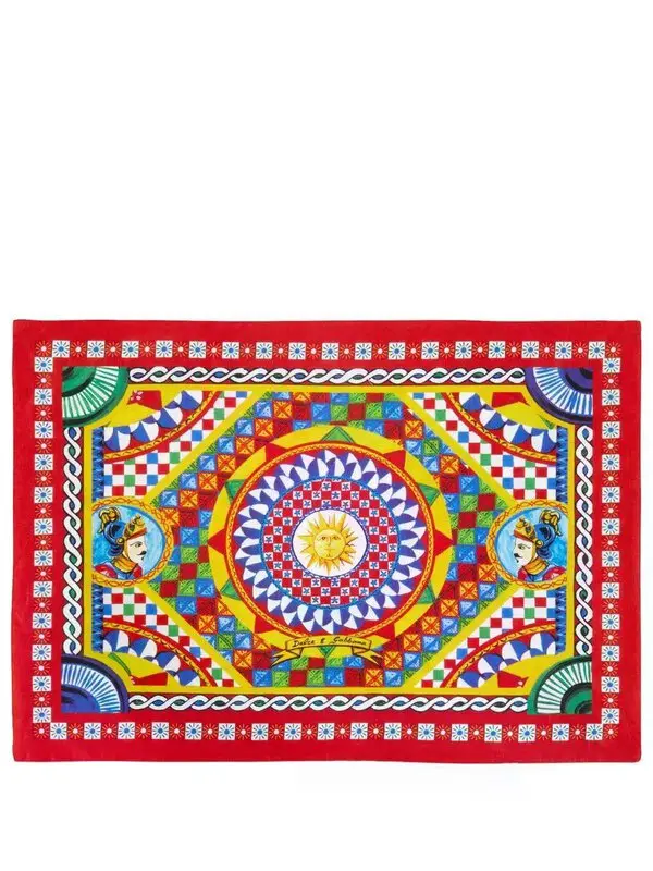 Dolce & Gabbana Carretto-print Placemat And Napkin Set - Red