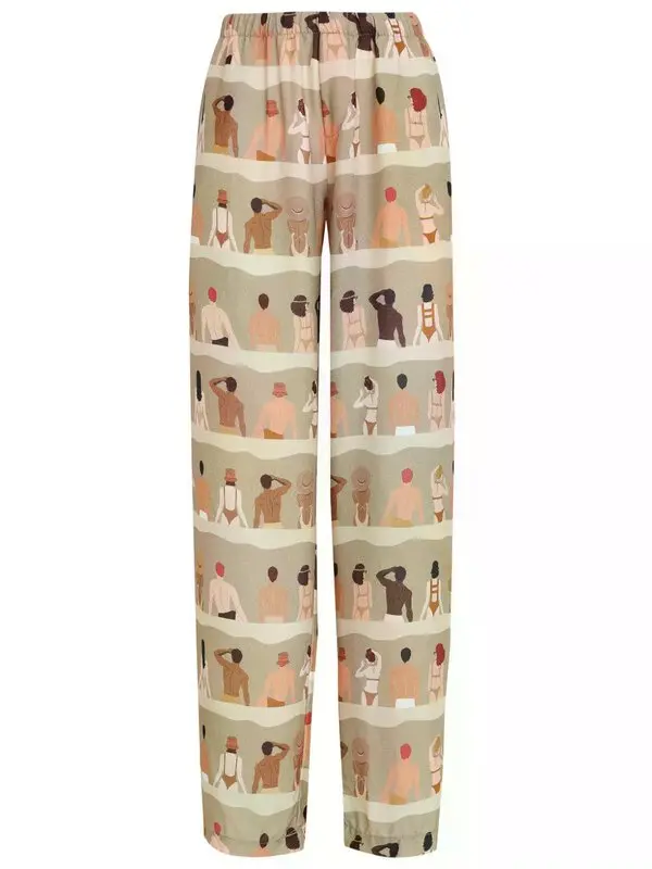 AMIR SLAMA Swimmer-print Straight-leg Trousers