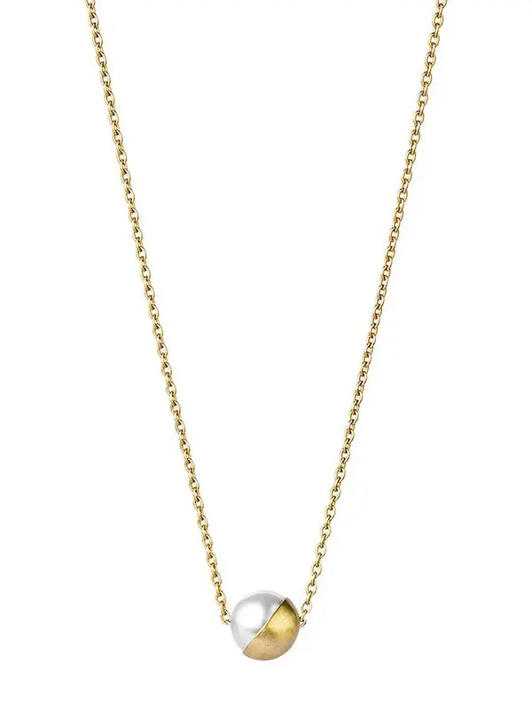 Shihara Half Pearl Necklace 45 - Metallic