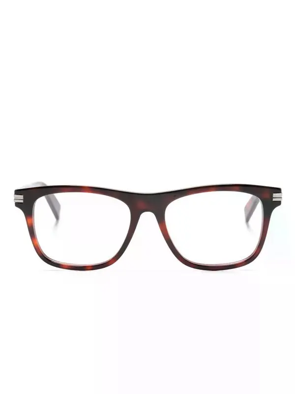 Zegna Tortoiseshell-effect Rectangle-frame Glasses - Brown