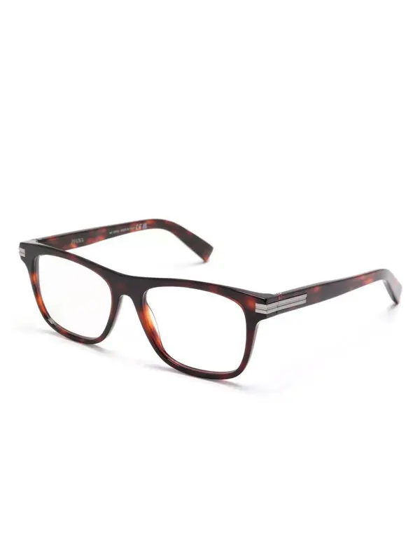 Zegna Tortoiseshell-effect Rectangle-frame Glasses - Brown