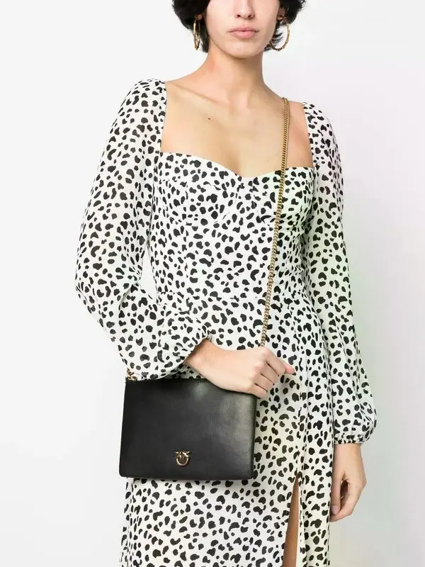 Pinko Medium Flat Love Leather Bag - Black