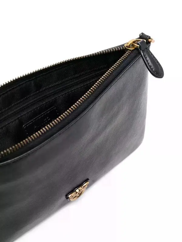 Pinko Medium Flat Love Leather Bag - Black